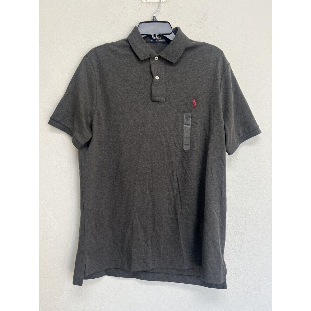 Polo Ralph Lauren Mens Standard Fit Dark Grey Polo Sh… - Gem